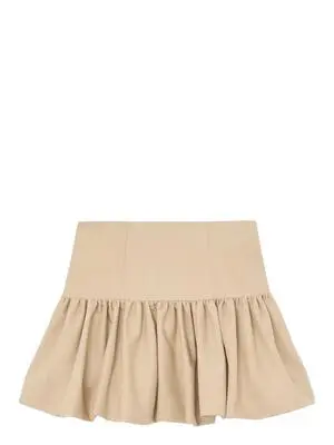 GANNI GANNI Zip-Front Drop-Waist Mini Skirt Beige