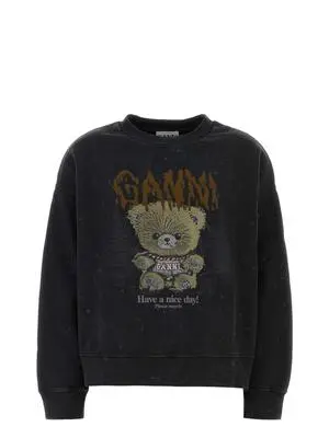 GANNI Graphed Oversize Organic Cotton Sweatshirt - Grey