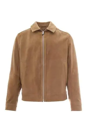 BOSS BLACK Suede Zip-front Jacket - Medium Beige