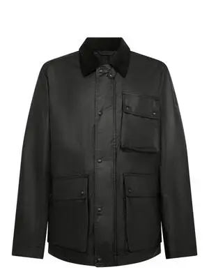 Belstaff Waxed Cotton Utility Jacket With Corduroy Collar - Nero