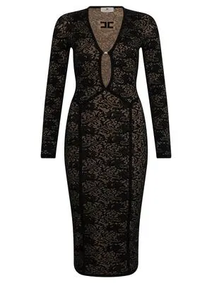 ELISABETTA FRANCHI ELISABETTA FRANCHI Fitted Midi Dress With Deep V-Neckline
