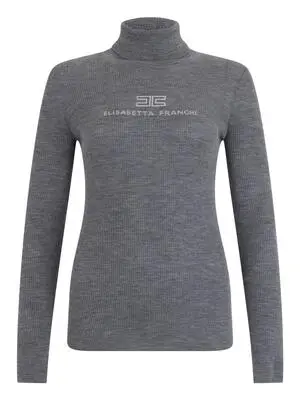 Elisabetta Franchi ELISABETTA FRANCHI High-Collar Wool Blend Sweater Grey