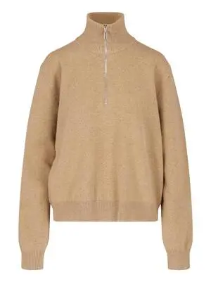 RÓHE ROHE Half-Zip Mock Neck Sweater Beige