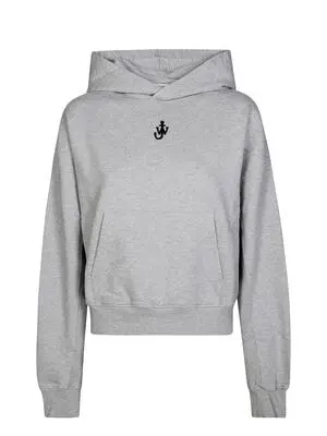 JW Anderson Cropped Cotton Hoodie - Grigio