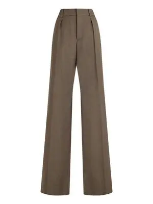 SAINT LAURENT SAINT LAURENT Pleated High-Waist Wide-Leg Wool Trousers