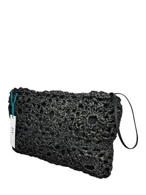 PERLAVERA Perlavera Raffia Handcrafted Clutch Black