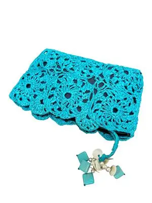 PERLAVERA Perlavera Raffia Clutch Blue