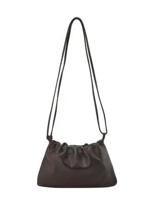 FRONT ROW SHOP Adjustable Mini Cloud Clutch - Brown