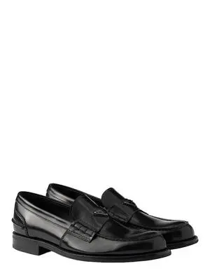 Prada Brushed Leather Loafers - Black