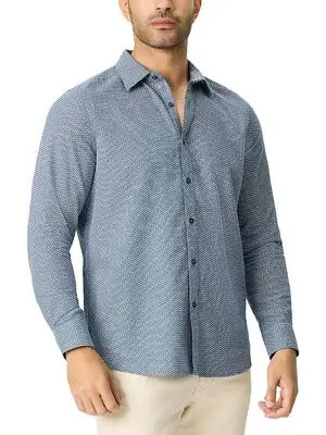 Robert Graham Flagler Slim Fit Patterned Cotton Woven Shirt - Navy