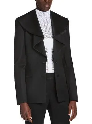 Alexander McQueen Folded Collar Wool Blazer - Black