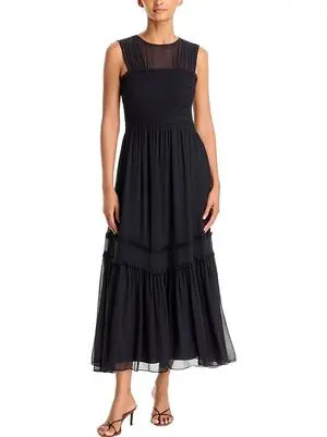 Ramy Brook Annie Smocked Bodice Midi Dress - Black/navy