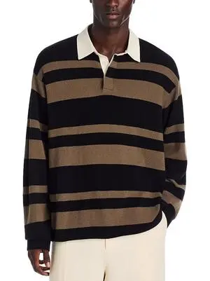 FRAME Frame Striped Rugby Polo Sweater Black Brown