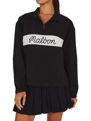 MALBON Crosscourt 1/4 Zip Windbreaker - Black
