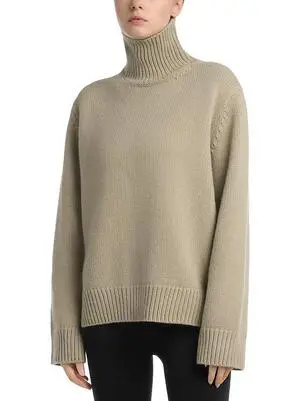 TOTEME Oversized Lambswool Turtleneck Sweater - Sage