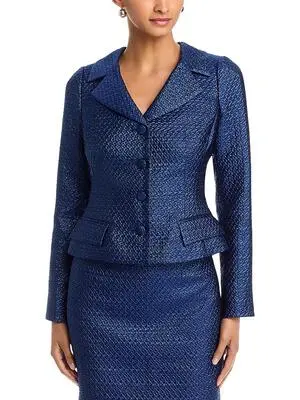 Rickie Freeman For Teri Jon Shimmer Basket Weave Jacquard Blazer - Sapphire