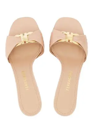 FERRAGAMO Witty 70 Leather Mules - Dusty Pink