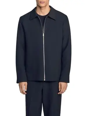 Sandro Joker Zip Front Solid Shirt - Black