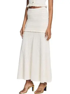 Sandro Cassalara Mixed Pointelle Knit Maxi Skirt - Ecru