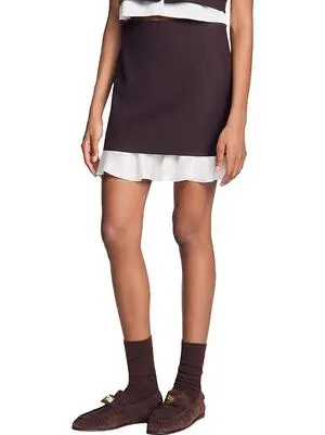 Sandro Allison Contrast Hem Mini Skirt - Light Brown