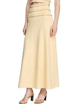 Sandro Embellished Knit Maxi Skirt - Vanilla