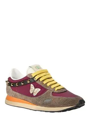 Valentino Garavani Embellished Leather Running Sneakers - Red Multi