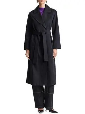 Avec Les Filles Slouchy Belted Overcoat - Black
