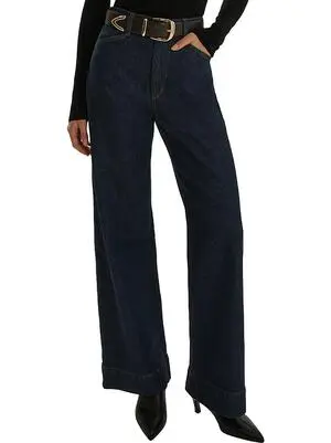 FAVORITE DAUGHTER The Mischa High Rise Wide Leg Jeans - Pepper