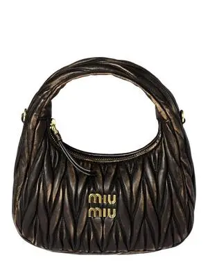 Miu Miu Matelassé Effect Shoulder Bag - Brown