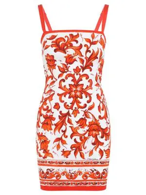 Dolce & Gabbana Maiolica Print Charmeuse Mini Dress - Multicolor
