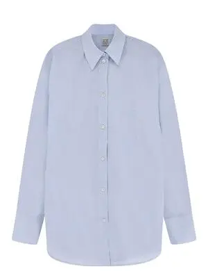 TOTEME Cotton And Linen Oversized Summer Shirt - Blue