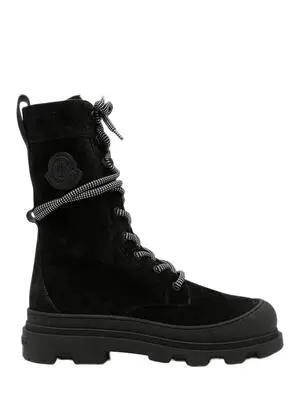 Moncler Suede Lace-up Boots - Black