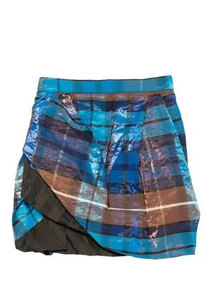 VIVIENNE WESTWOOD Asymmetric Draped Plaid Skirt - Blue