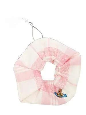 VIVIENNE WESTWOOD Check Pattern Ruched Hair Accessory - Cream