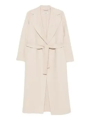 Max Mara S MAX MARA Virgin Wool Single Breasted Coat Cream