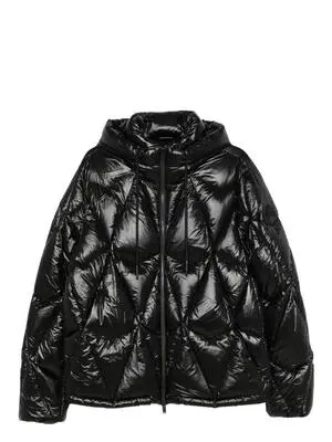 Moose Knuckles Padded & Down Glossy Quilted Jacket - Black