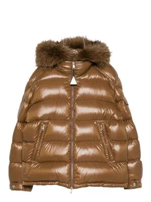Moncler Quilted Glossy Texture Puffer Jacket - Brown
