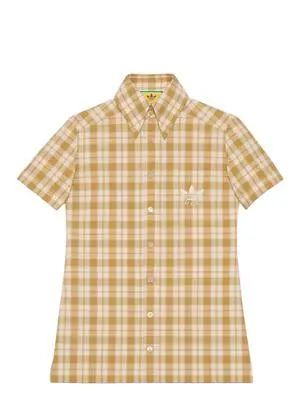 Gucci X Adidas Check Cotton Shirt 'beige White - Beige/white