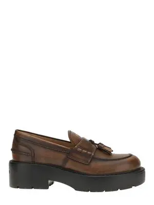 Miu Miu Smooth Leather Tassel Loafers - Brown