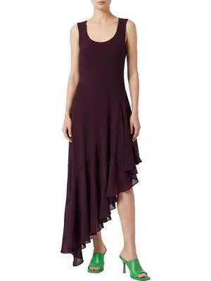 ALAIA Asymmetrical Ruffle Dress - Red