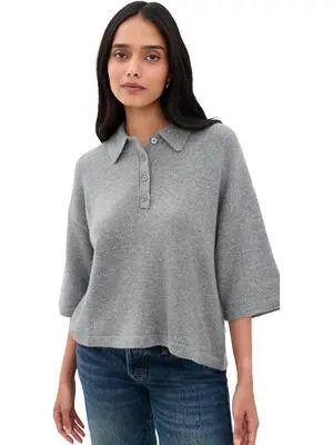 FRAME The Academy Polo Cashmere Pullover - Graphite Grey