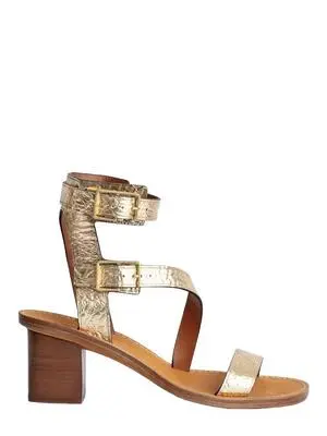 Zadig&Voltaire Cecilia Crinkled Caprese Sandals - Gold