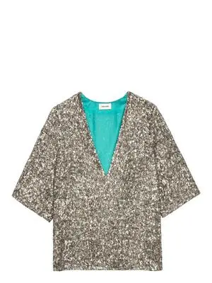 Zadig&Voltaire Structured Sequined Blouse - Bronze