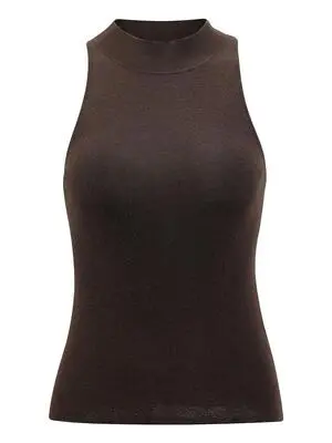 NUAJE NUAJE May Halterneck Wool And Silk Knit Tank - Brown