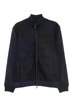 FAY Quilted-panel Zip-up Sweater - Blue
