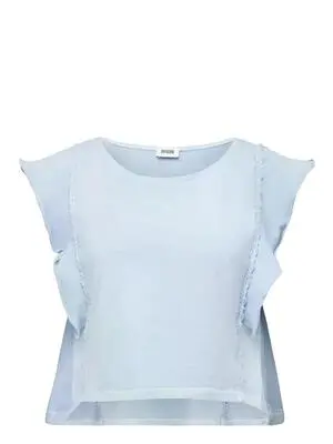 DRYKORN Ruffled Trim Tee - Blue