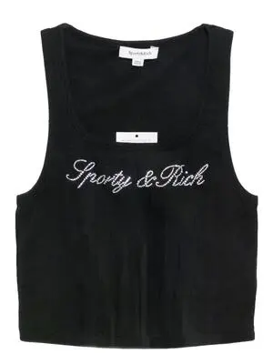SPORTY & RICH Krystal Logo-embellished Tank Top - Black