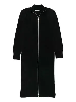 THE FRANKIE SHOP Ribbed-knit Zip-up Coat - Black