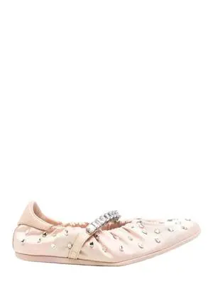 JIMMY CHOO Jade Crystal-embellished Satin Ballet Flats - Pink