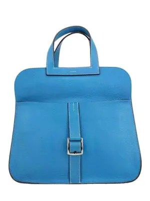 Hermès Halzan Buckled Two-way Handbag - Blue